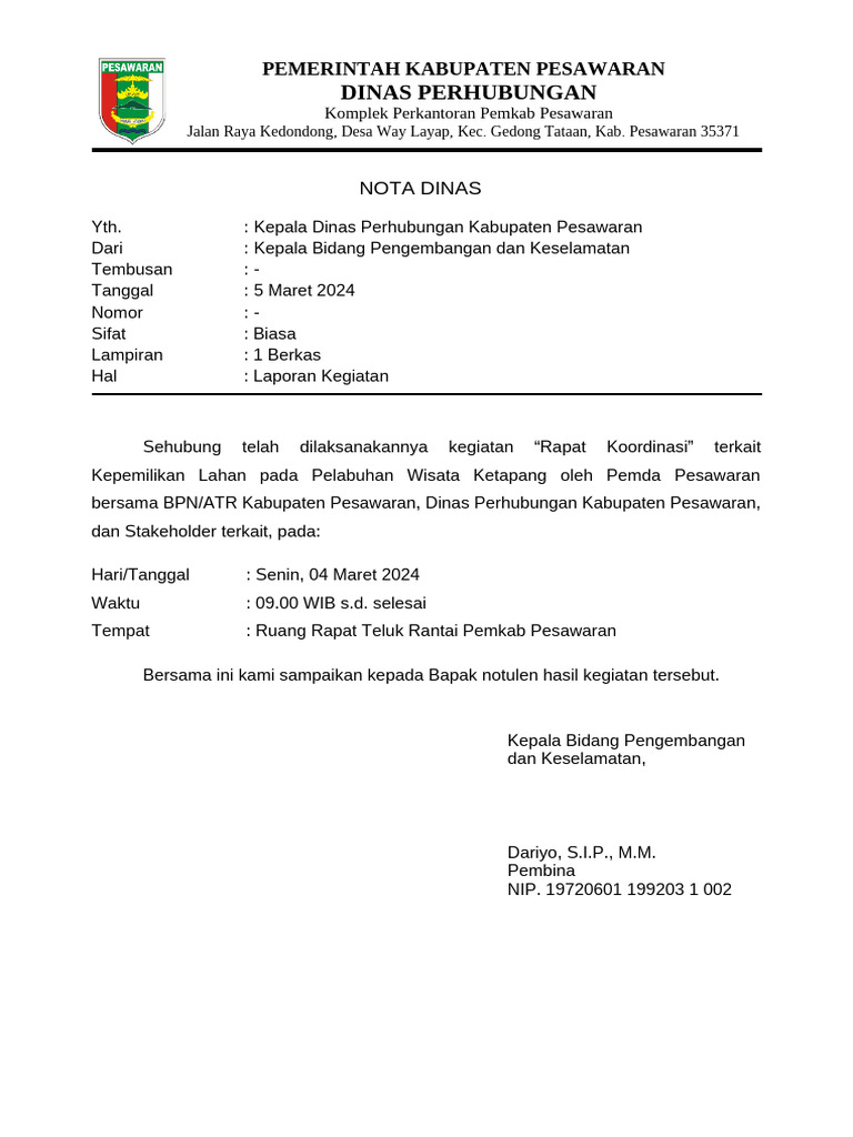 Nota Dinas Notula Rapat | PDF
