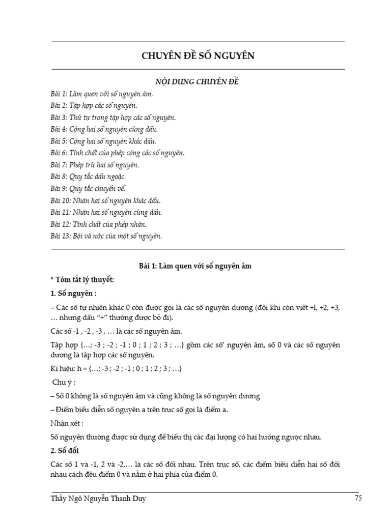 Phuong Phap Giai Cac Dang Toan Chuyen de So Nguyen | PDF