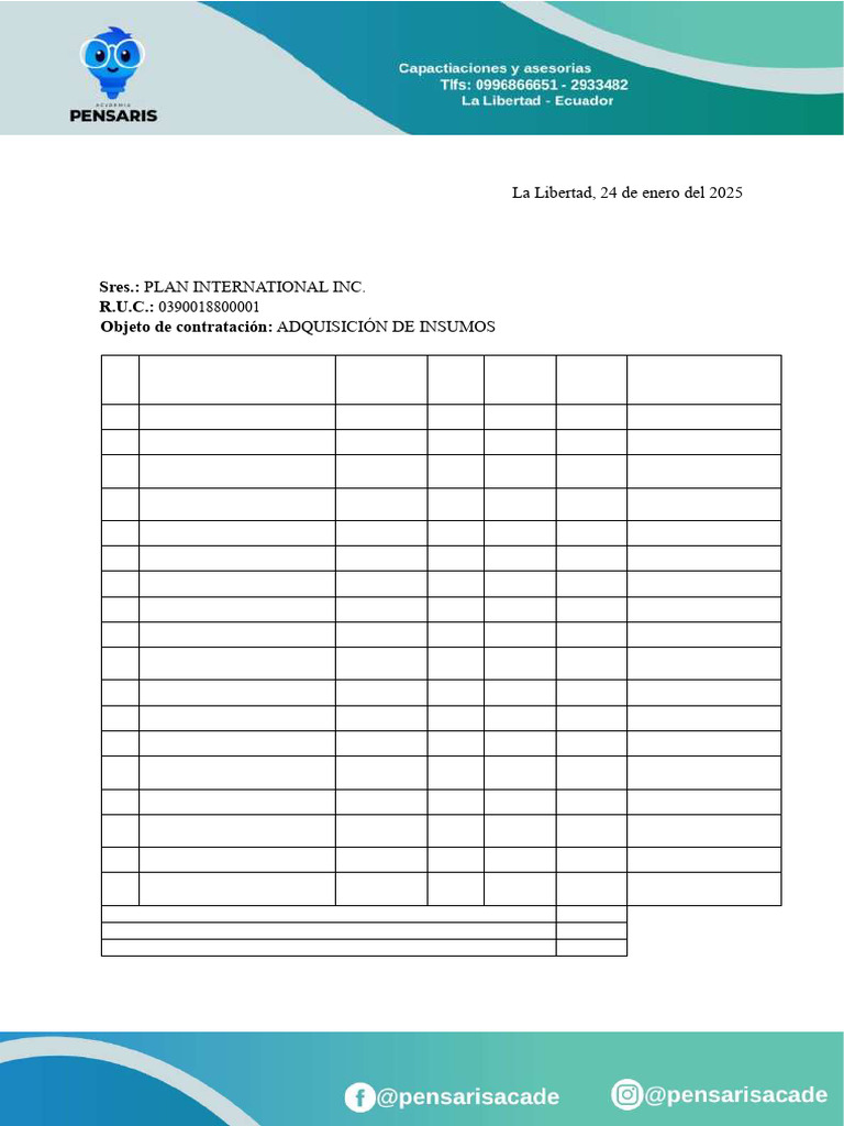 PROFORMA PENSARIS PLAN INT 24 01 25 Firmado | PDF