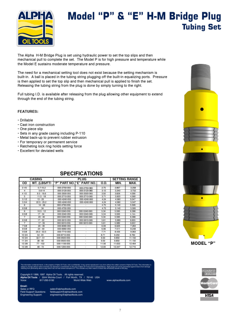 BTS-bridge-plug Model P E HM Tubing Set | PDF | Mechanical Engineering