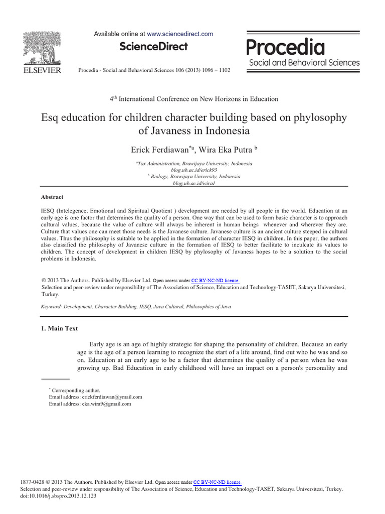 Esq Education For Children Character Building Base | PDF | Academic ...