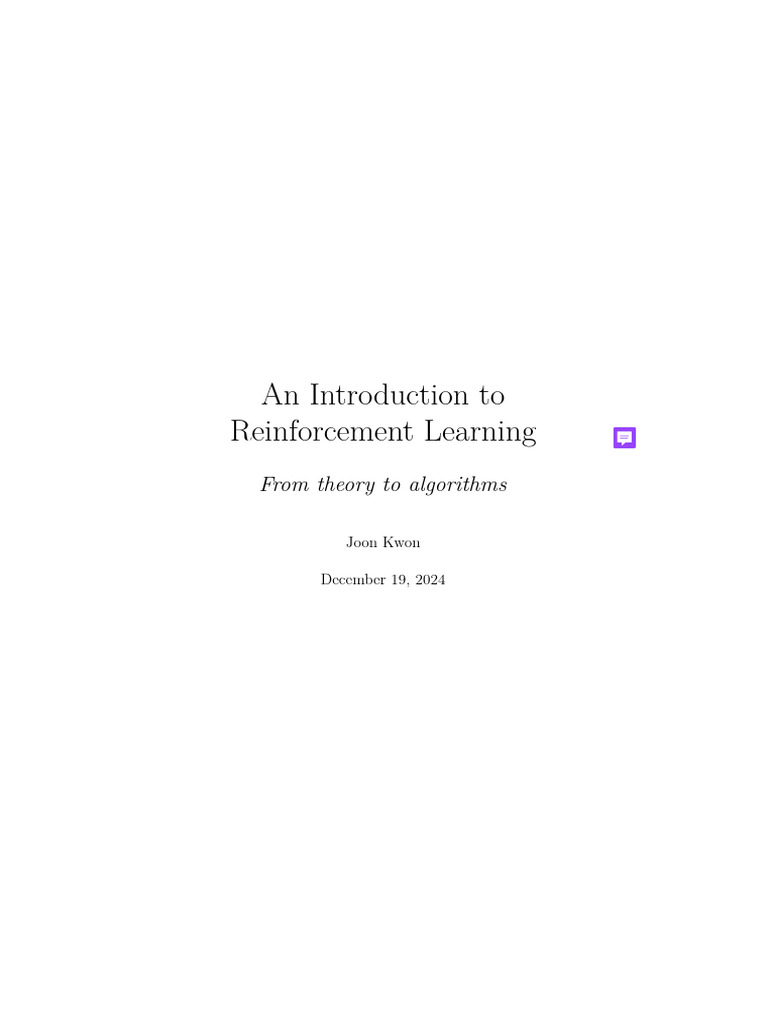 An Introduction to Reinforcement Learning From theory to algorithms (December 19, 2024)_Joon ...