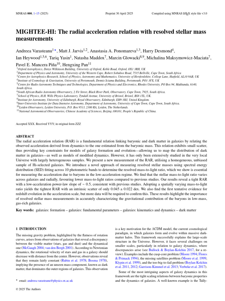 MIGHTEE-HI: The Radial Acceleration Relation With Resolved Stellar Mass ...
