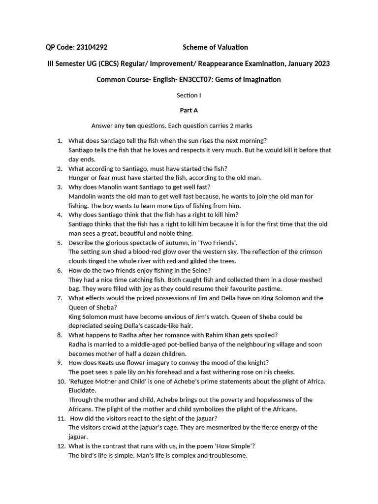 Scheme of Valuation - Gems of Imagination | PDF