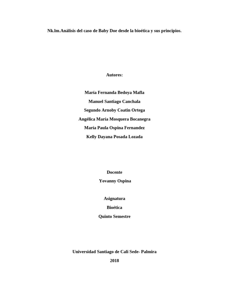 Análisis bioético del caso Baby Doe | PDF | Bioética