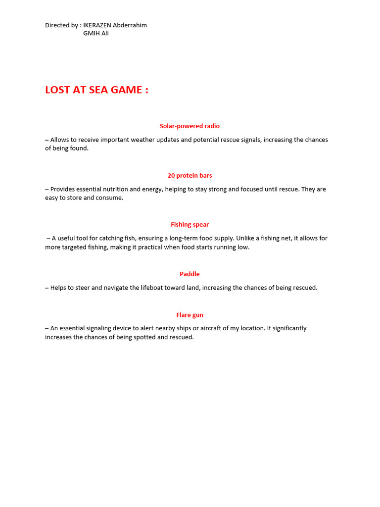 Lost at Sea Survival Essentials | PDF