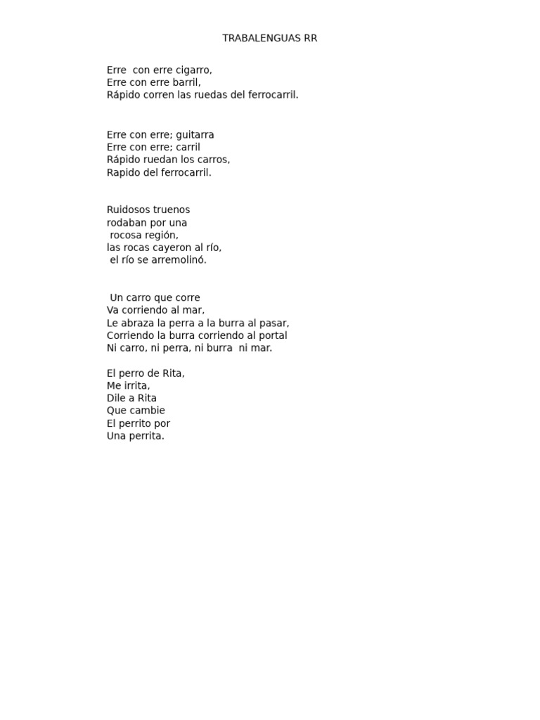 Trabalenguas RR | PDF