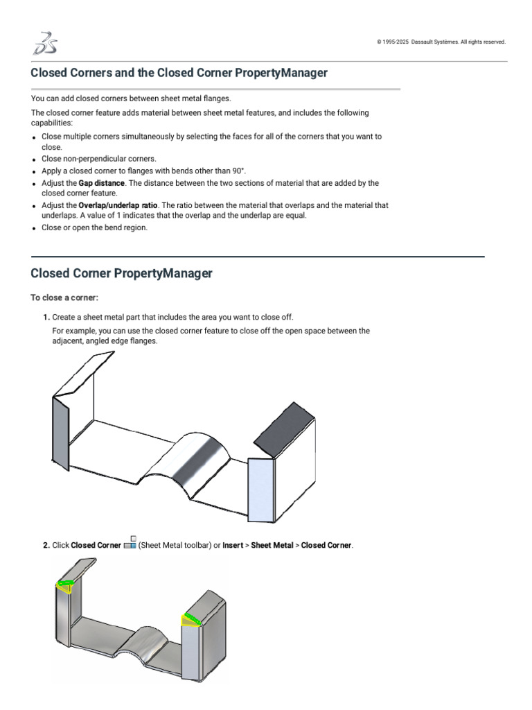 Closed Corner Feature in SolidWorks | PDF