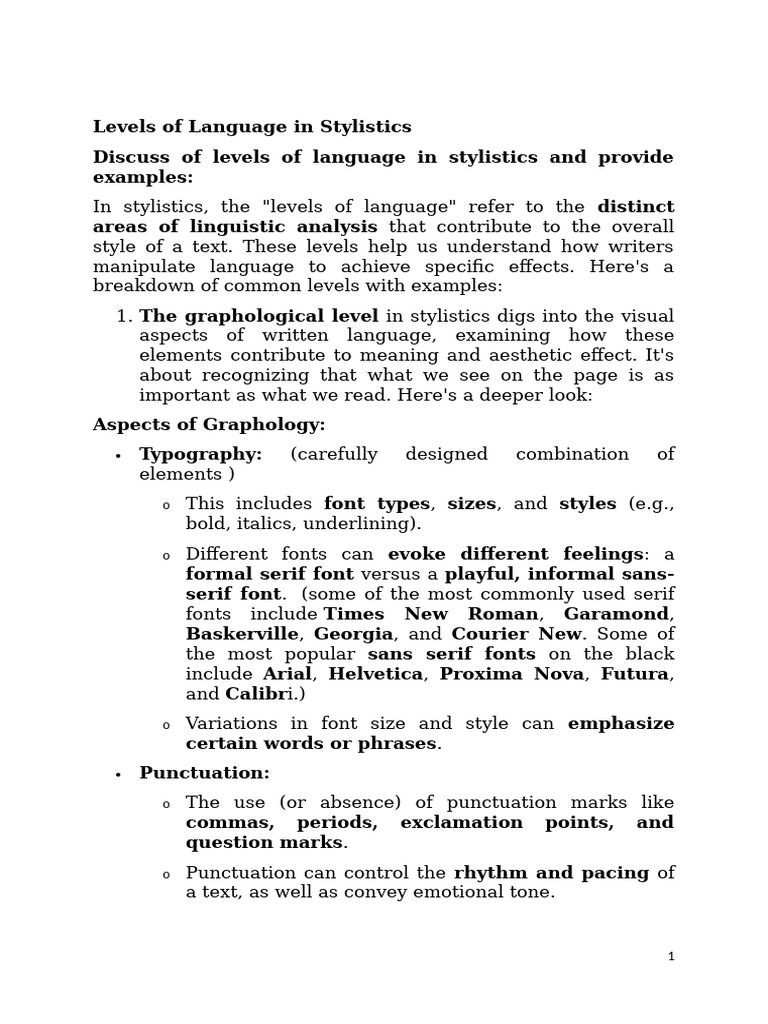 Understanding Language Levels in Stylistics | PDF | Semantics ...