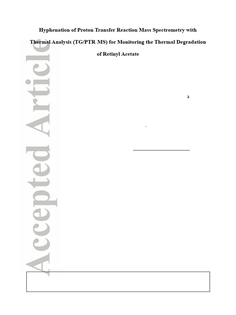 Hyphenation of Proton Transfer Reaction Mass Spectrometry With Thermal ...
