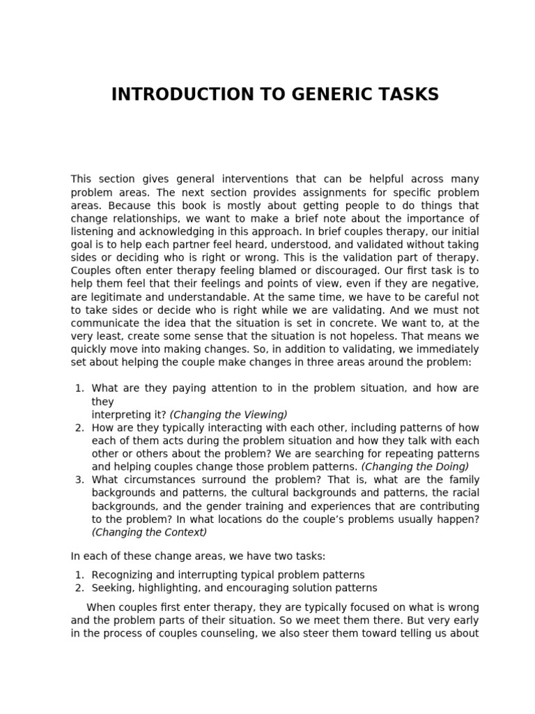 01 Introduction To Generic Tasks | PDF | Psychotherapy | Cognition