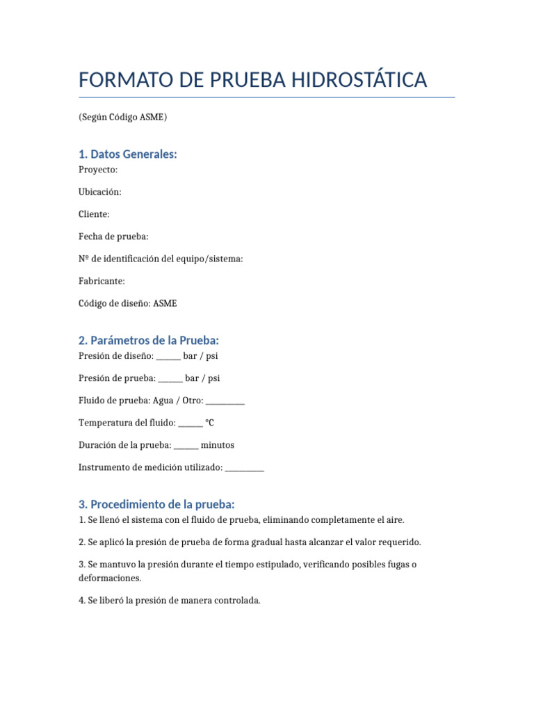 Formato_Prueba_Hidrostatica_ASME[1] | PDF