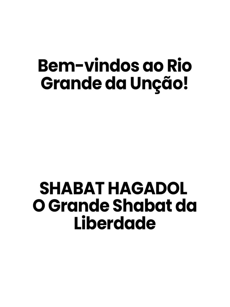 Shabat Hagadol: Tempo de Libertação | PDF | Páscoa judaica | Livro do Êxodo