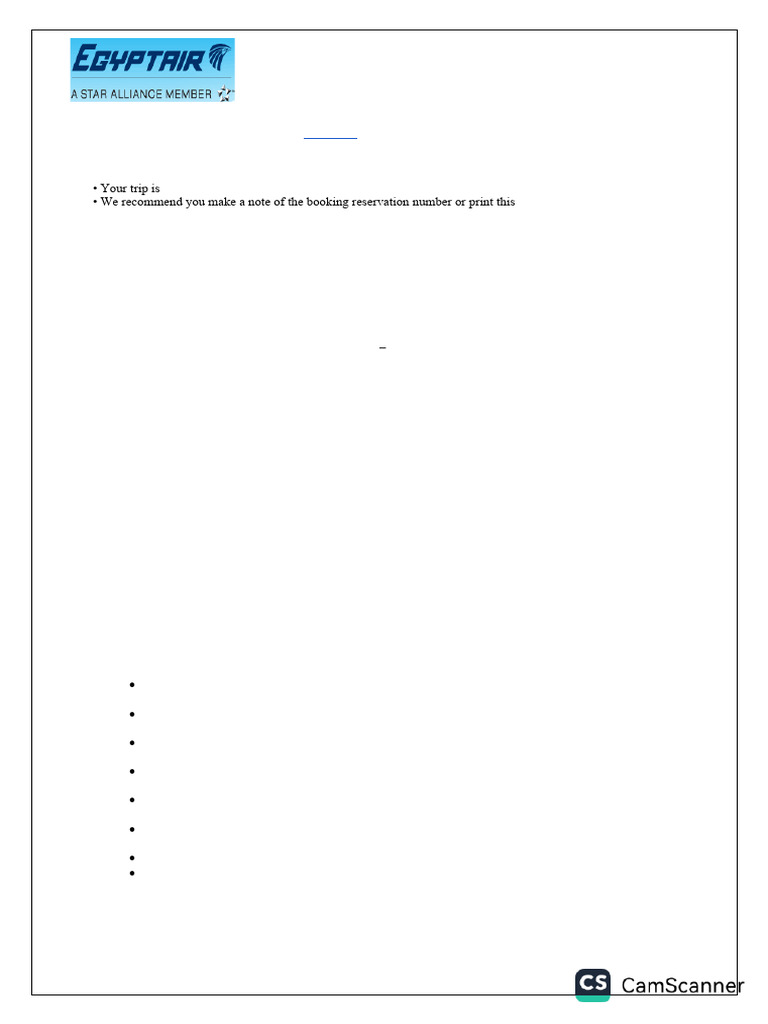 EgyptAir Booking Confirmation Details | PDF | Fee | Aviation