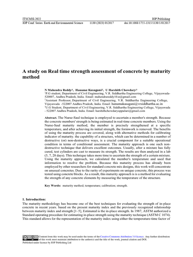 A Study On Real Time Strength Assessment of Concrete by Maturity | PDF ...