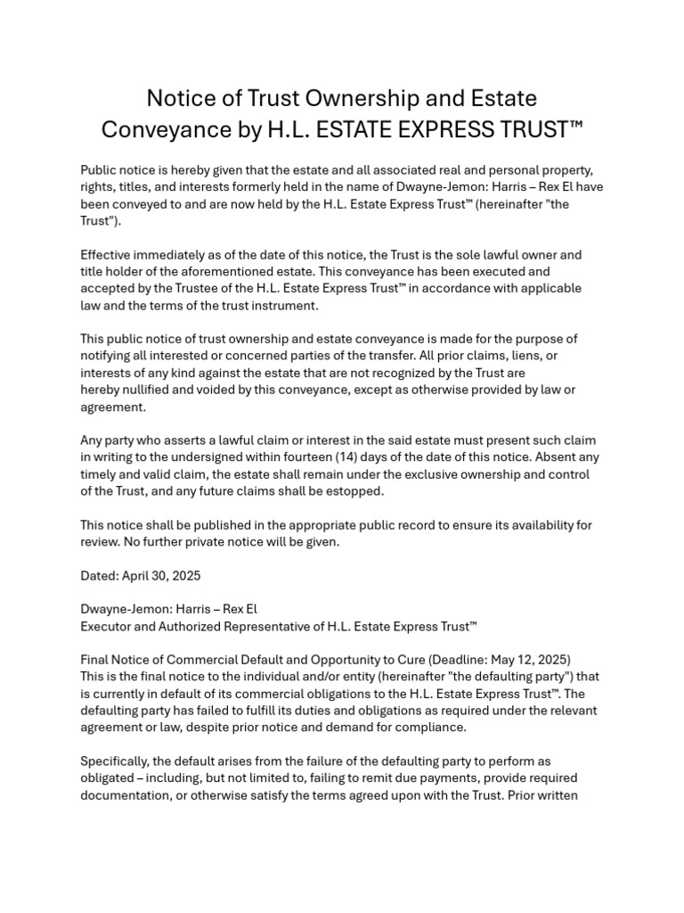 Final Cure Notice for Real Estate Default | PDF | Legal Remedy | Injunction