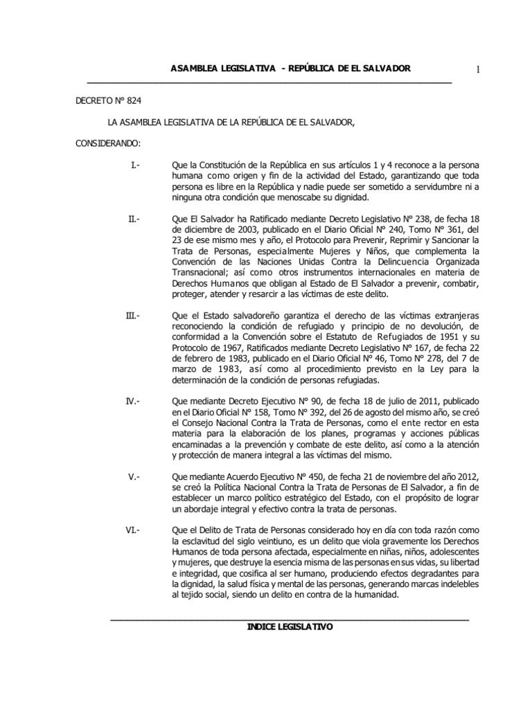 Ley Especial Contra la Trata de Personas | PDF | Trata de personas ...