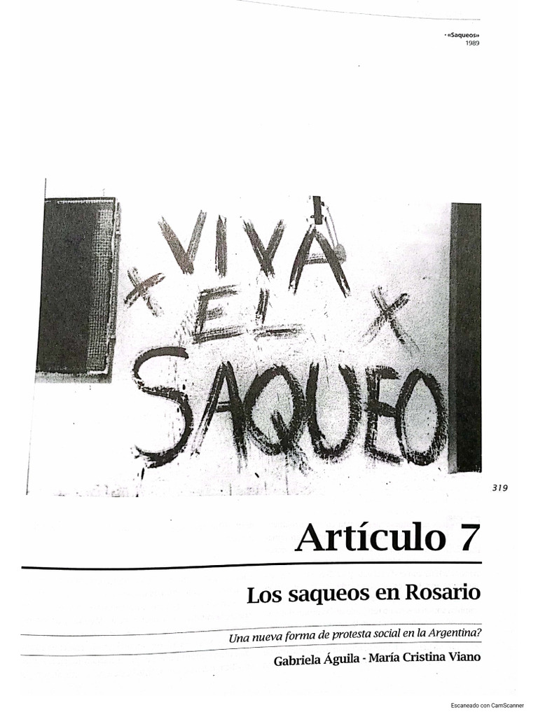 Águila y Viano. Saqueos Rosario | PDF