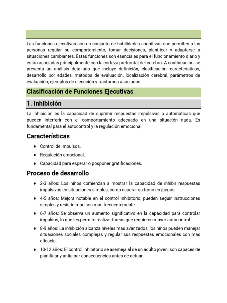 Funciones Ejecutivas: Inhibición y Memoria | PDF | Memoria de trabajo ...