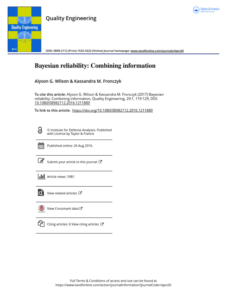 Bayesian Reliability Combining Information Pdf Normal