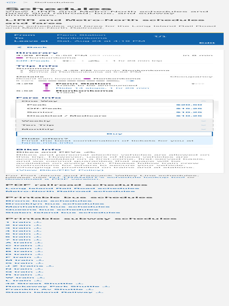 MTA Schedules | PDF | Long Island Rail Road | Metro North Railroad