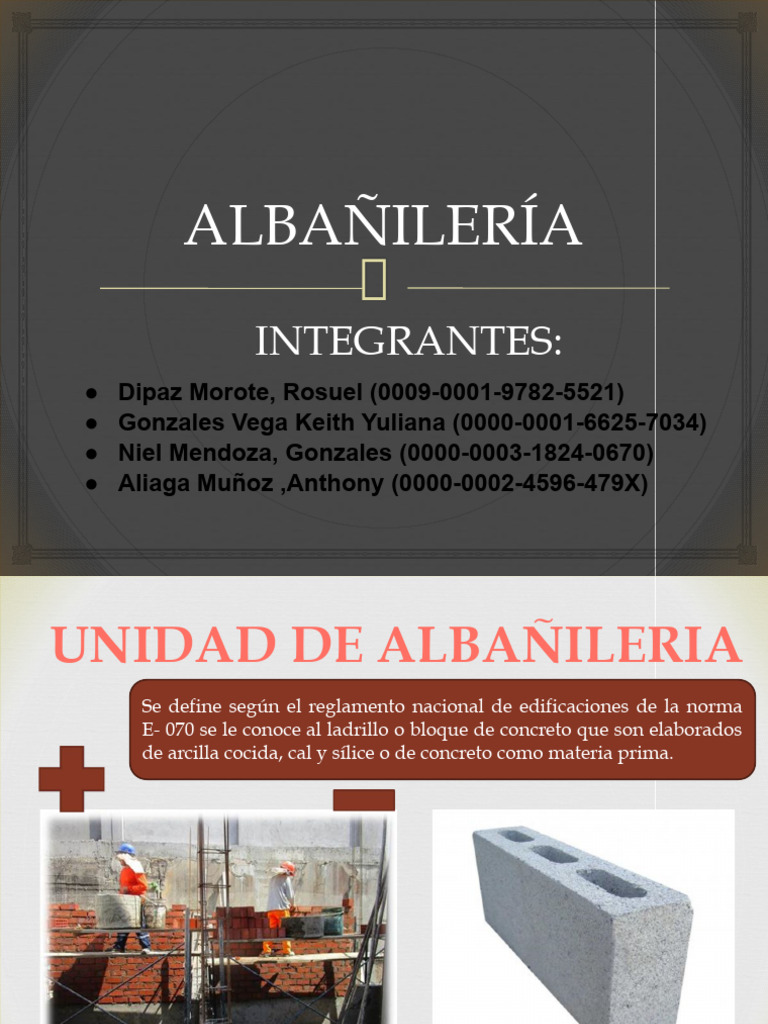 Clasificación y Usos de Albañilería | PDF | Lima (Material) | Albañilería
