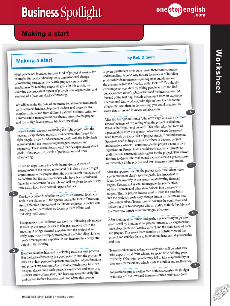 Making A Start | PDF