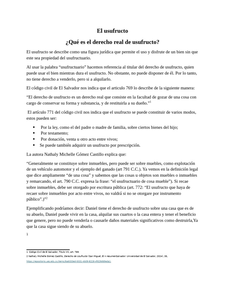 Definición de Usufructo | PDF