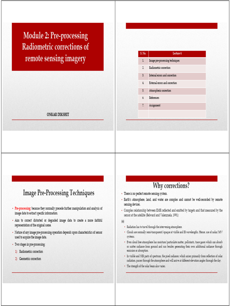 Module 2 Preprocessing 1 Radiometric Correction - Unlocked | PDF ...