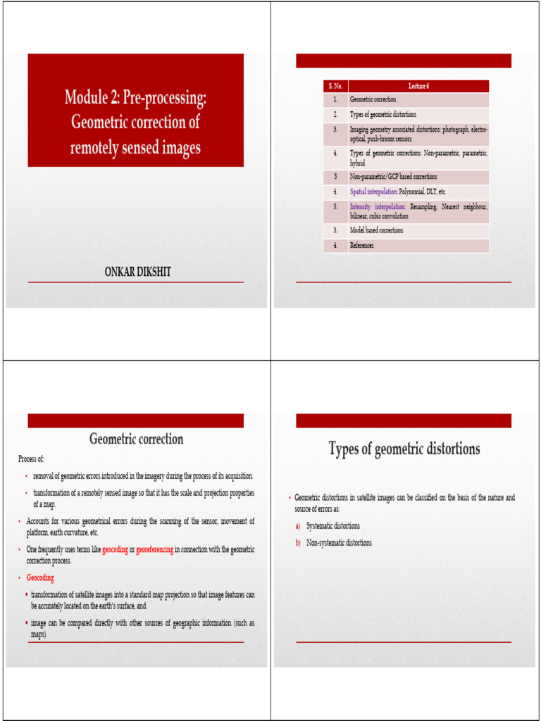 Geometric Correction in Remote Sensing | PDF | Remote Sensing | Topography