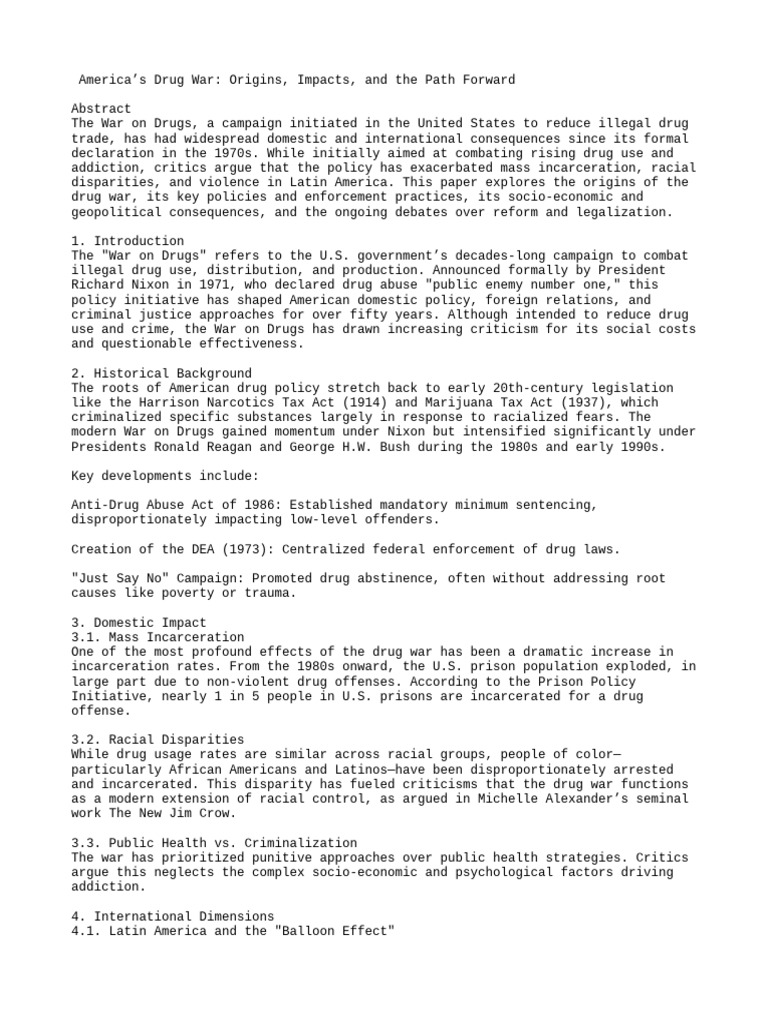 America's Drug War Origins, Impacts | PDF | War On Drugs | Substance Abuse