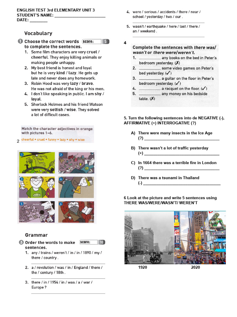 English Test: 3rd Grade Unit 3 | PDF
