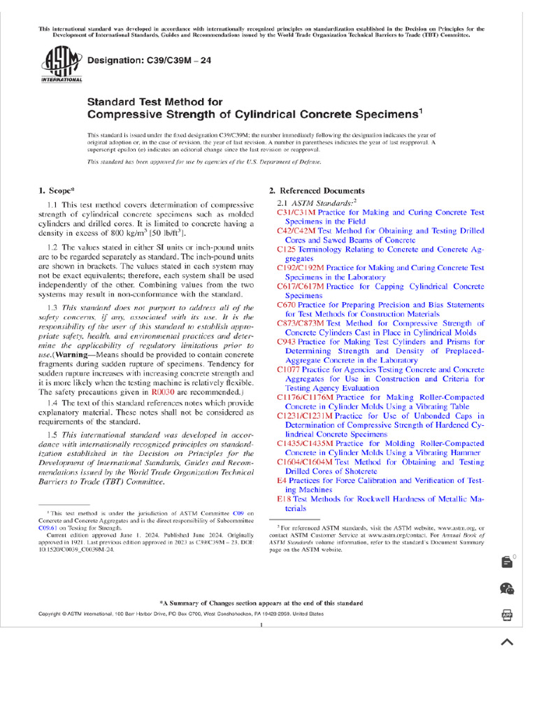 Astm C39 C39M-24 | PDF