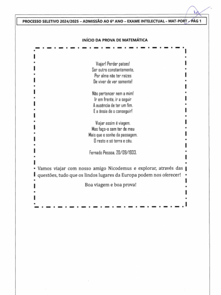 Cmf 2024 Exame -Intelectual 6 Ano 2024 | PDF