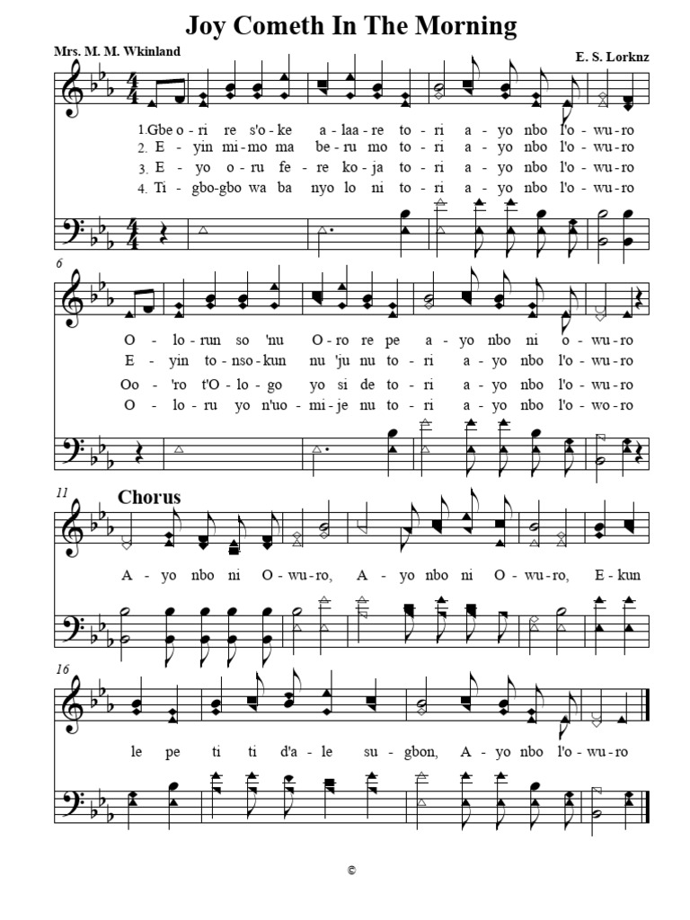 Joy Cometh in the Morning Lyrics | PDF