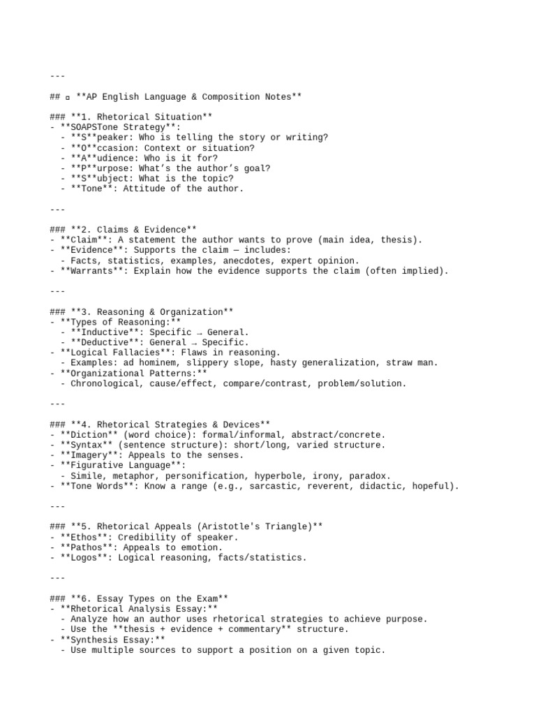 AP English Language Study Guide | PDF