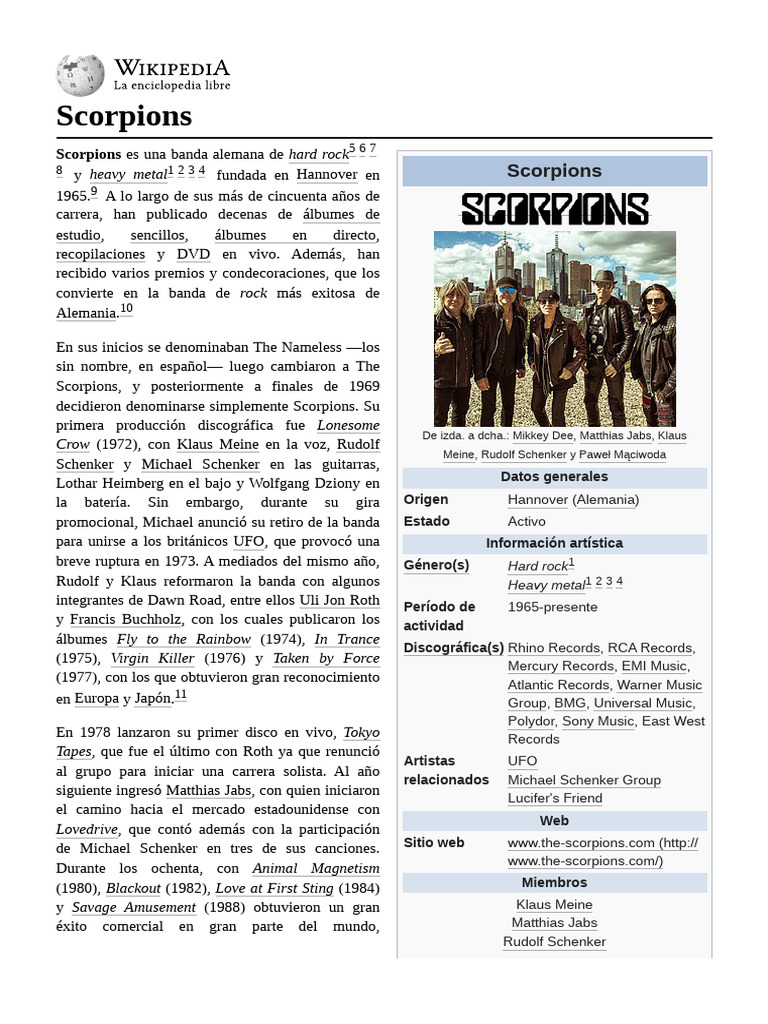 Scorpions | PDF | La música rock | Grabación de sonido