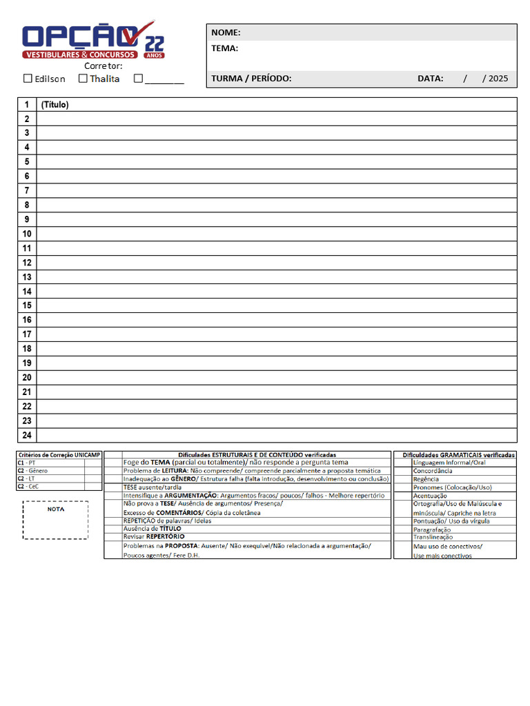 PDF Folha de Redao Unicamp | PDF
