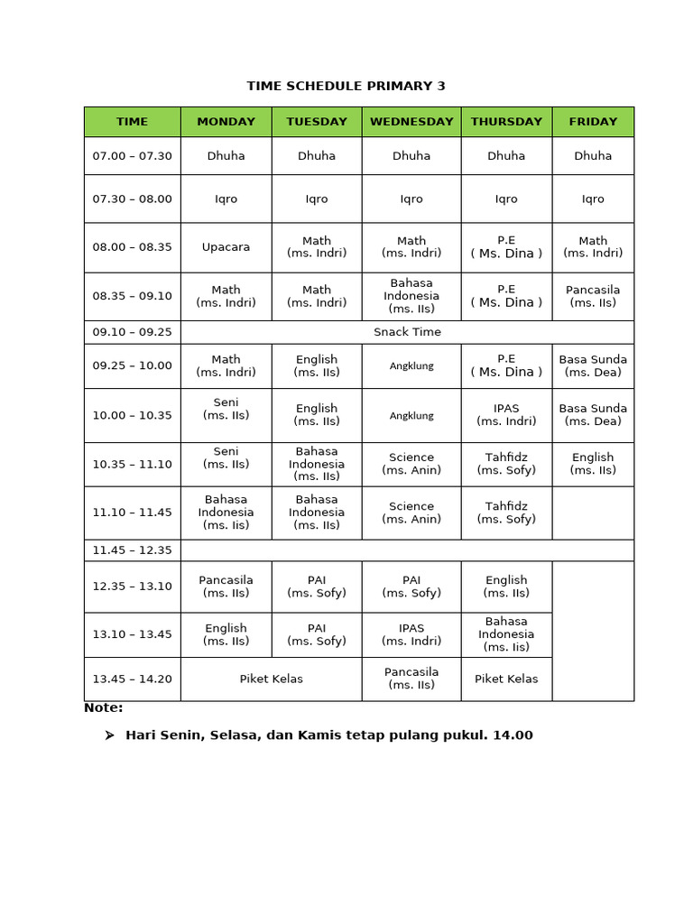 Time Schedule p3 New | PDF