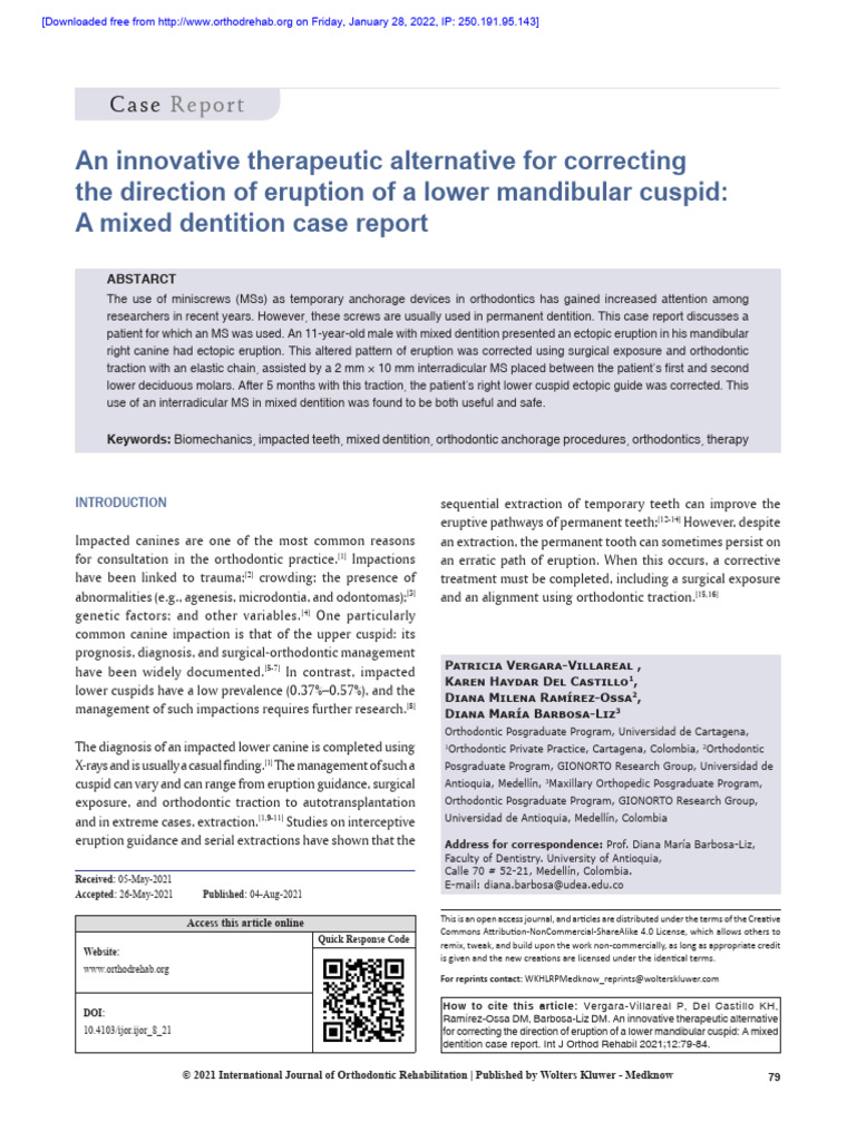 IntJOrthodRehabil Case Report | PDF | Orthodontics | Tooth