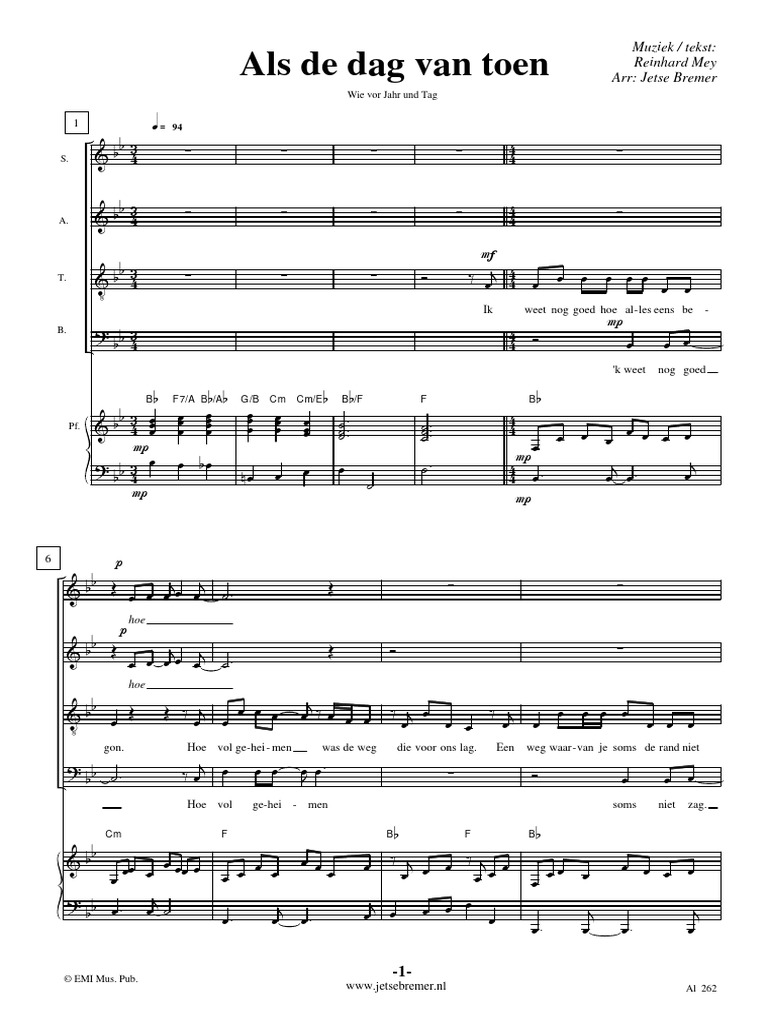 Als de Dag Van Toen Satb | PDF