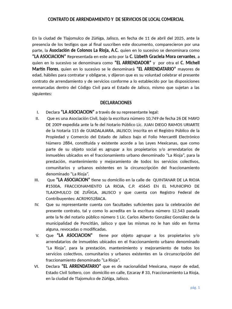 Contrato de Arrendamiento Jalisco 2025 | PDF | Póliza de seguros ...