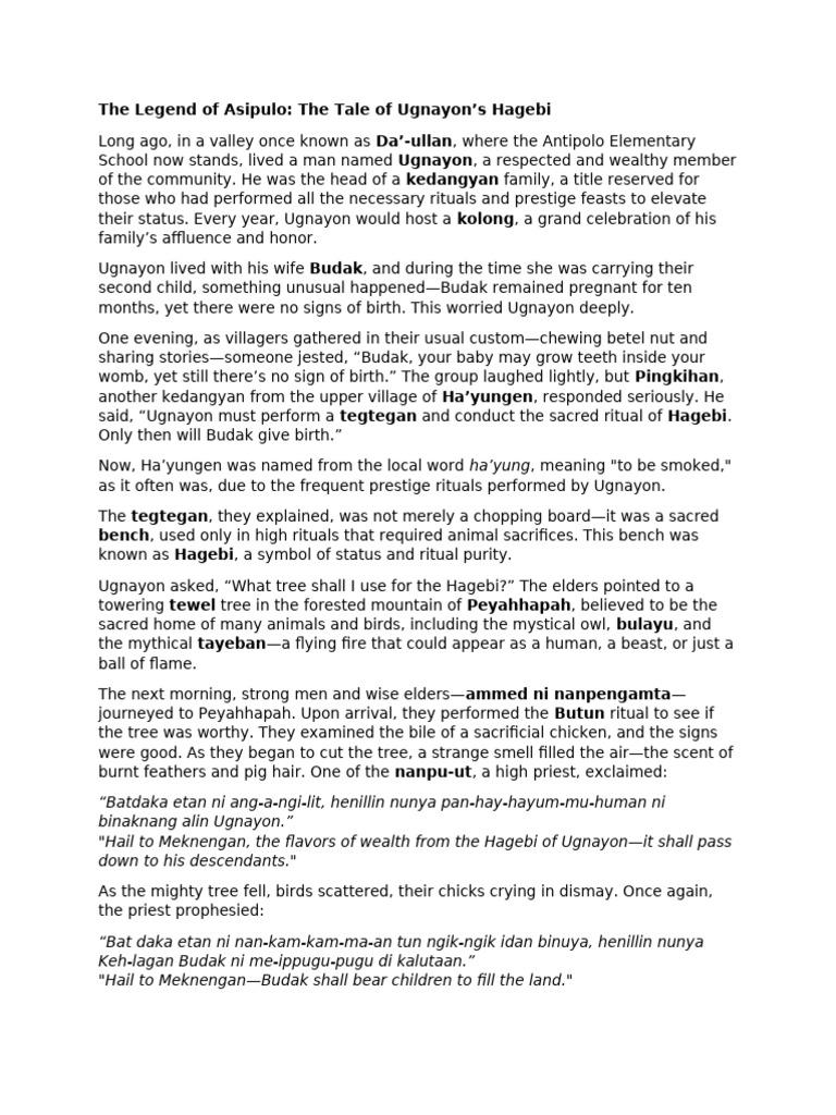 The Legend of Asipulo-1 | PDF | Folklore