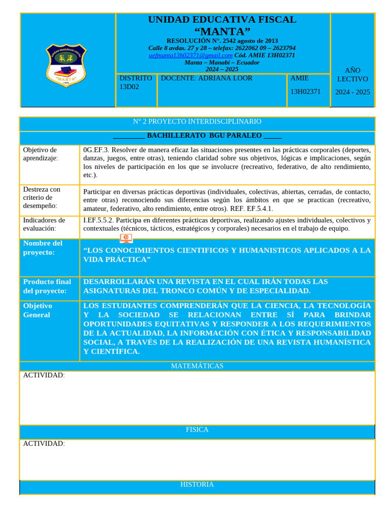 2do PROYECTO INTERD Eeff | PDF | Aprendizaje