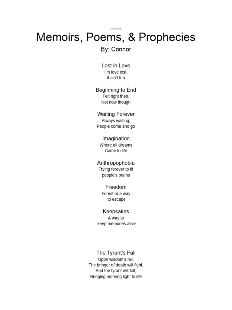 Memoirs, Poems, & Prophecies | PDF