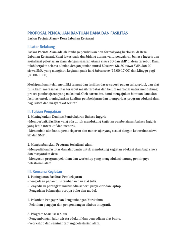 Proposal Laskar Pecinta Alam | PDF