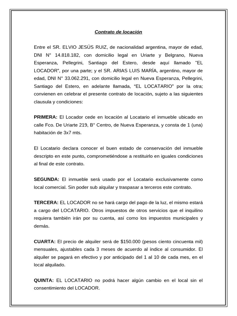 Contrato de Locación | PDF
