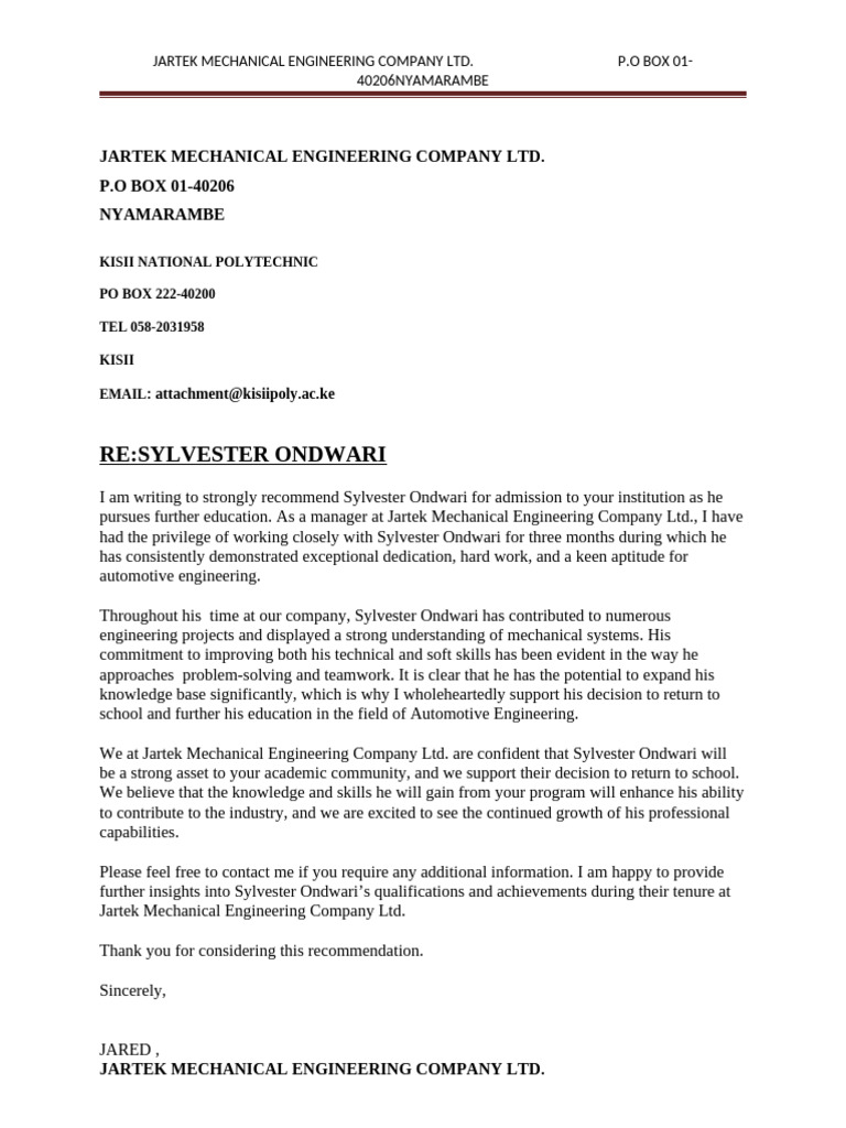 Reccomendation Letter | PDF
