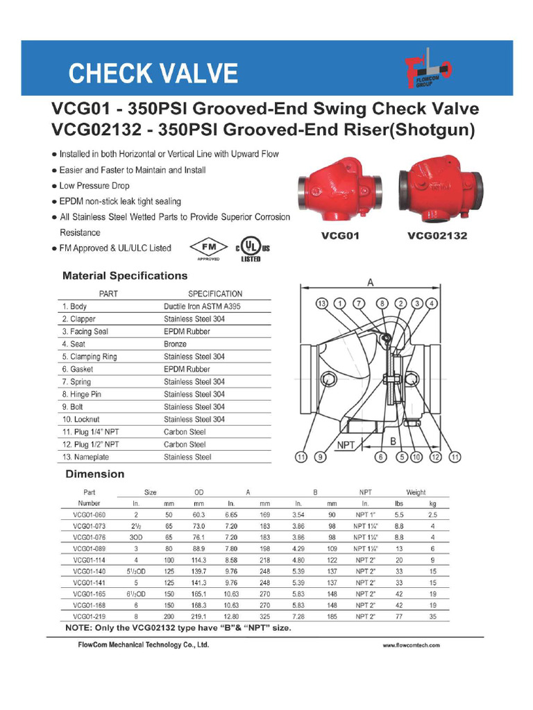 VCG01 Valv Check | PDF