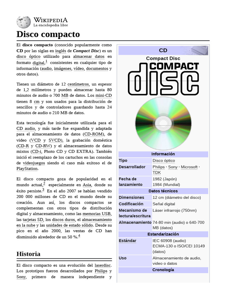Disco Compacto | PDF | Disco compacto | Medios de almacenamiento